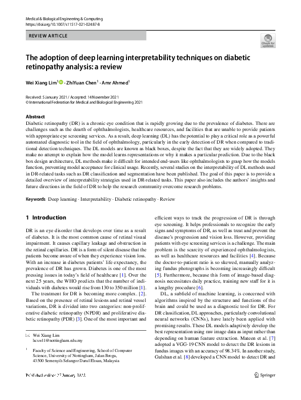 (PDF) The adoption of deep learning interpretability techniques on diabetic retinopathy analysis ...