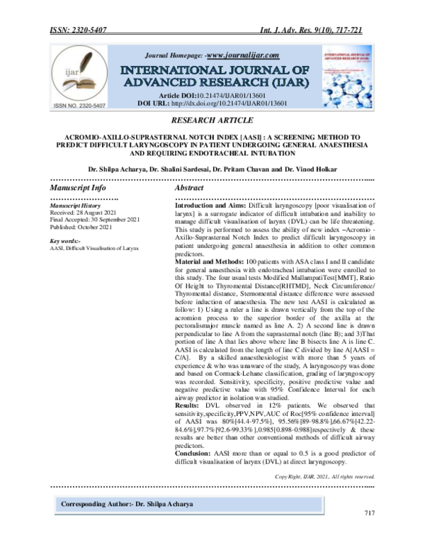 (PDF) Acromio-Axillo-Suprasternal Notch Index [Aasi] : A Screening ...