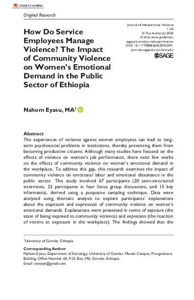 (PDF) How Do Service Employees Manage Violence? The Impact of Community ...