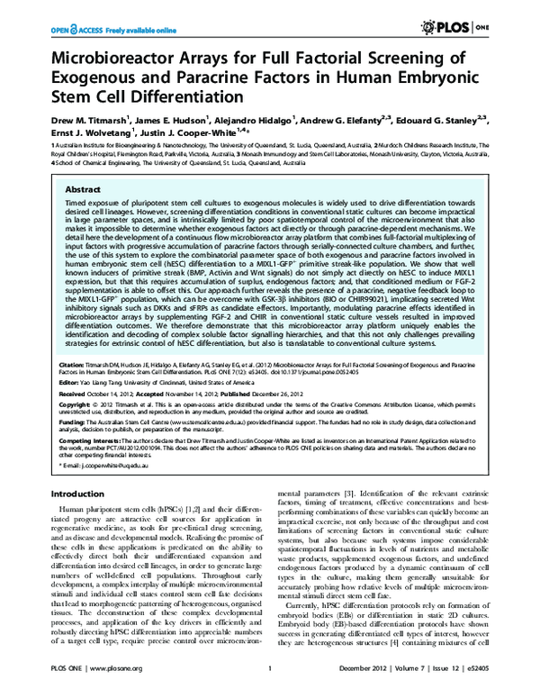 (PDF) Microbioreactor Arrays for Stem Cell Factor Screening