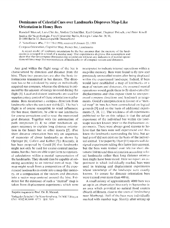 (PDF) Dominance of Celestial Cues over Landmarks Disproves Map-Like ...