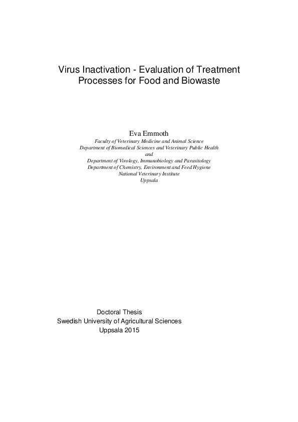 (PDF) Virus inactivation - evaluation of treatment processes for food ...