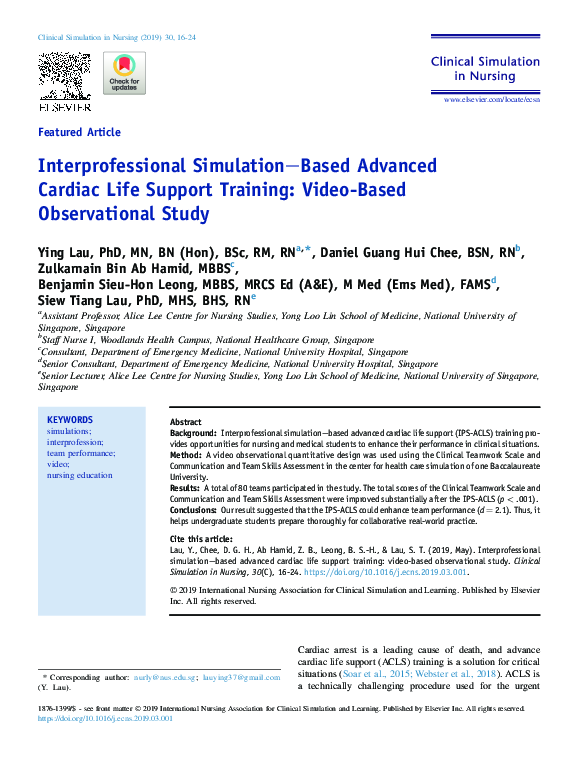 (PDF) Interprofessional Simulation–Based Advanced Cardiac Life Support ...
