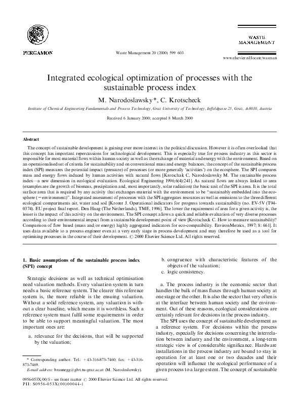 (PDF) Integrated ecological optimization of processes with the ...