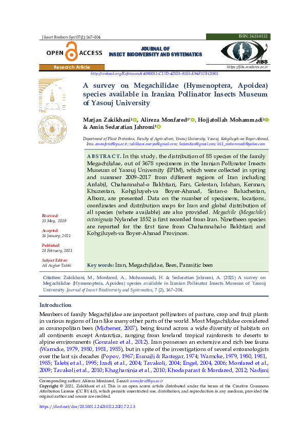 (PDF) A survey on Megachilidae (Hymenoptera, Apoidea) species available ...