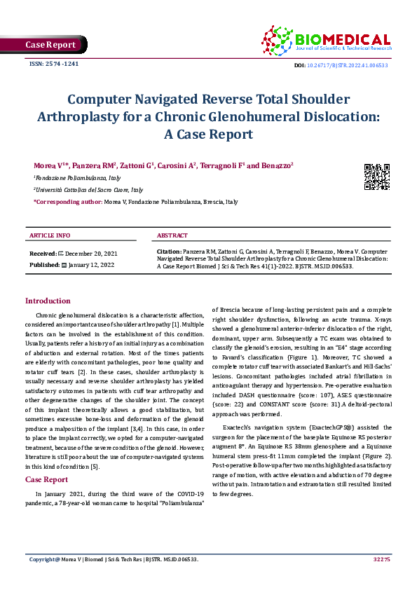 (PDF) Computer Navigated Reverse Total Shoulder Arthroplasty for a ...