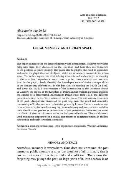 (PDF) Local Memory and Urban Space