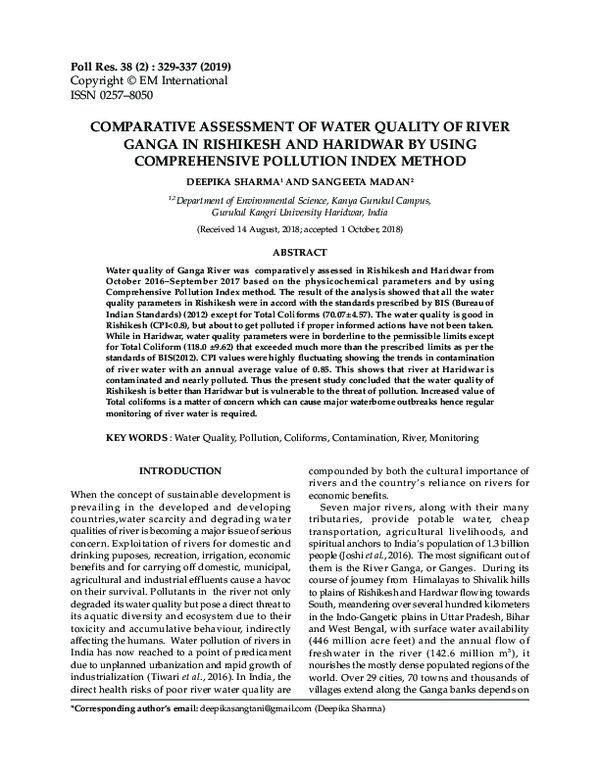 (PDF) COMPARATIVE ASSESSMENT OF WATER QUALITY OF RIVER GANGA IN ...