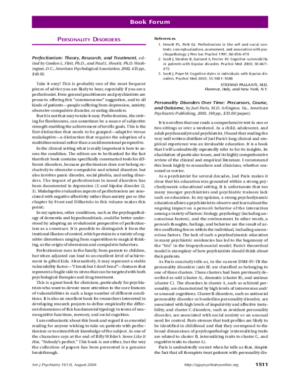 (PDF) Perfectionism: Theory, Research, and Treatment