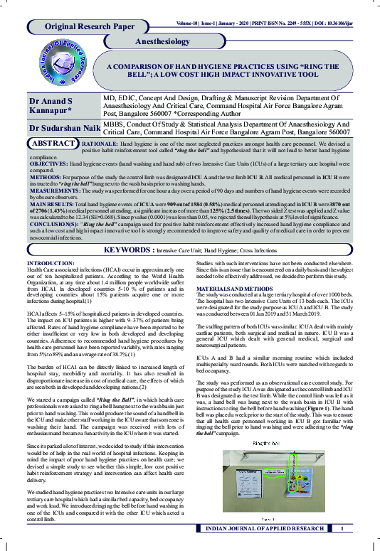 (PDF) A Comparison of Hand Hygiene Practices Using “Ring the Bell”; a ...