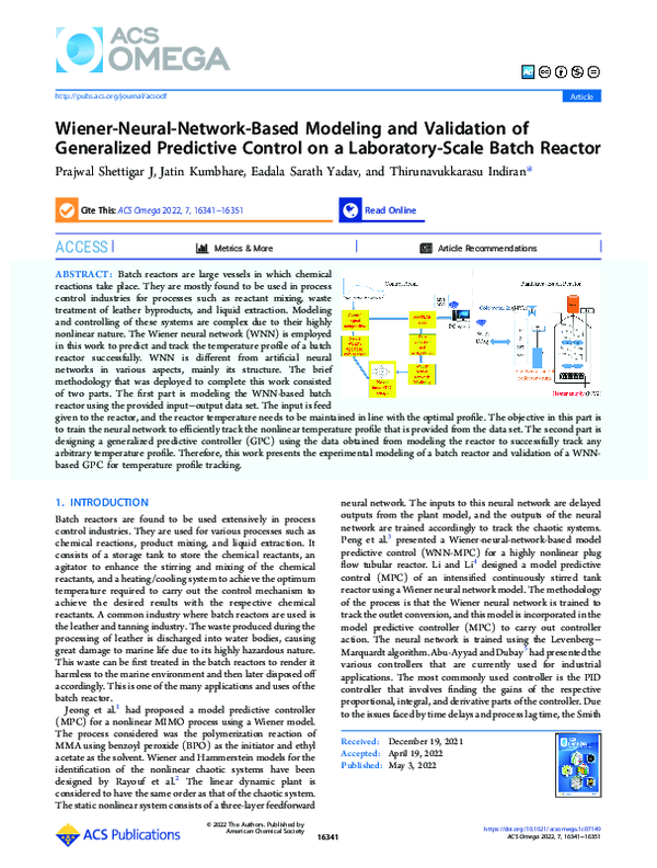 Pdf Wiener Neural Network Based Modeling And Validation Of Generalized Predictive Control On A