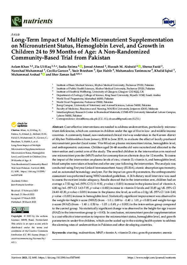 (PDF) Long-Term Impact of Multiple Micronutrient Supplementation on ...