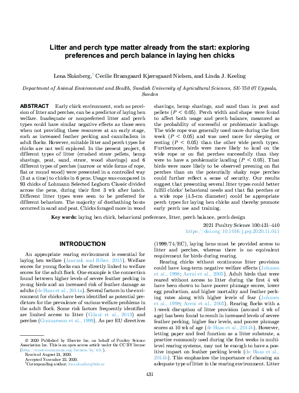 (PDF) Litter and perch type matter already from the start: exploring preferences and perch ...