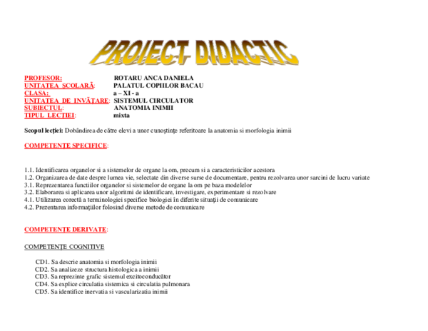 (PDF) Proiect didactic - INIMA