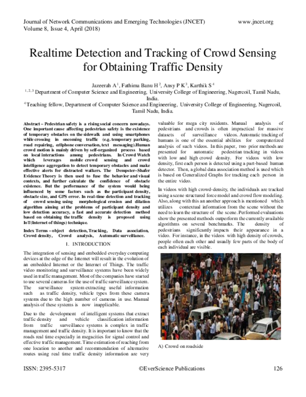 (PDF) Realtime Detection and Tracking of Crowd Sensing for Obtaining Traffic Density
