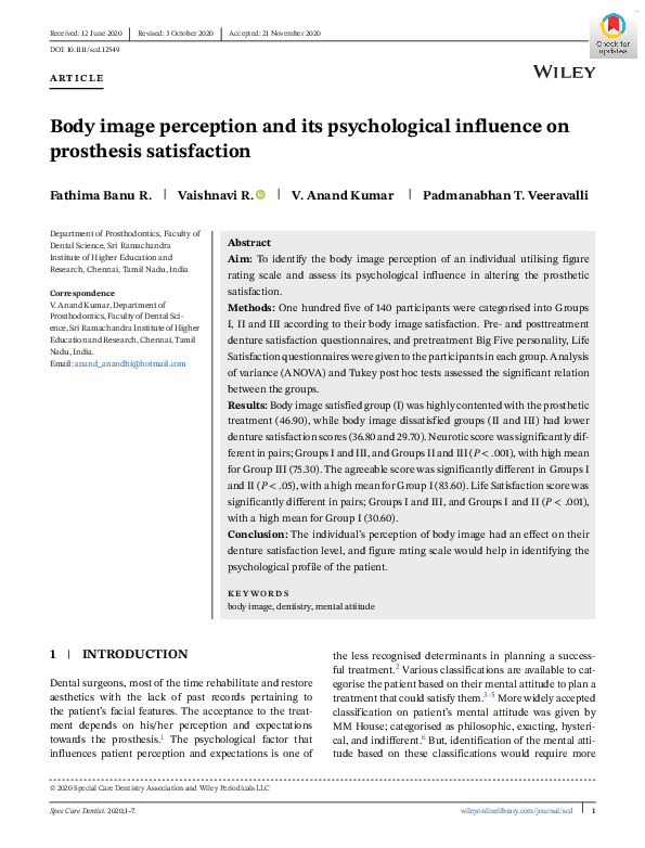 (PDF) Body image perception and its psychological influence on ...