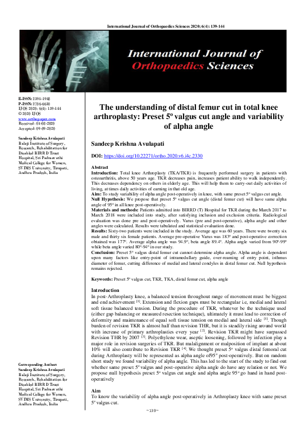 (PDF) The understanding of distal femur cut in total knee arthroplasty ...