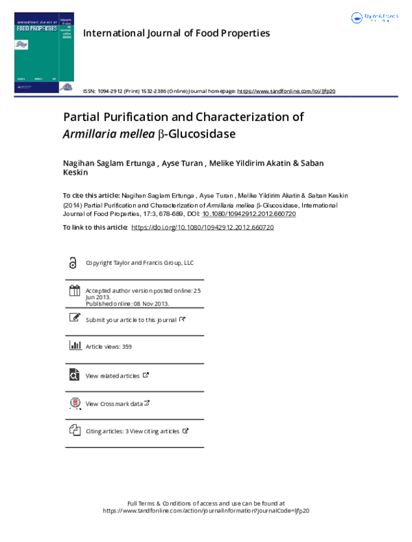 (PDF) Partial Purification and Characterization ofArmillaria melleaβ ...