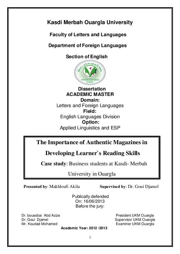 (PDF) The Importance of Authentic Magazines in Developing Learner`s Reading Skills