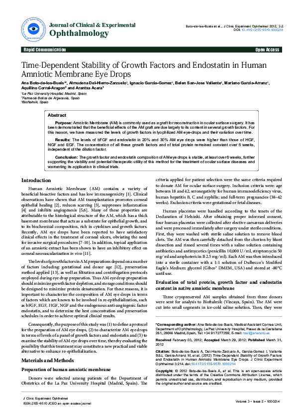 (PDF) Time-Dependent Stability of Growth Factors and Endostatin in ...
