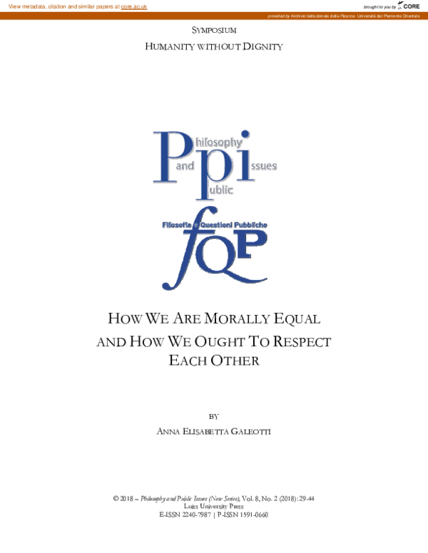 (PDF) How we are morally equal and how we ought to respect each other