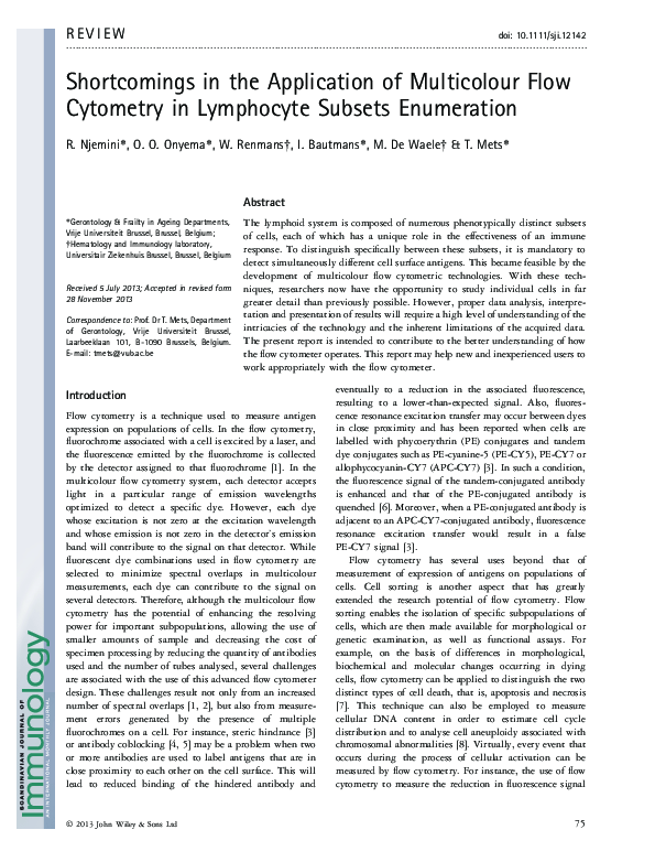 (PDF) Shortcomings in the Application of Multicolour Flow Cytometry in ...