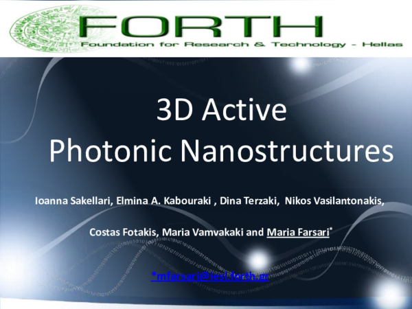 (PDF) 3D active photonic nanostructures