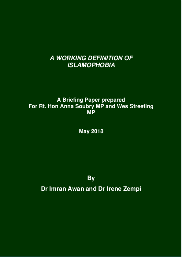 (PDF) A working definition of Islamophobia: a briefing paper prepared ...