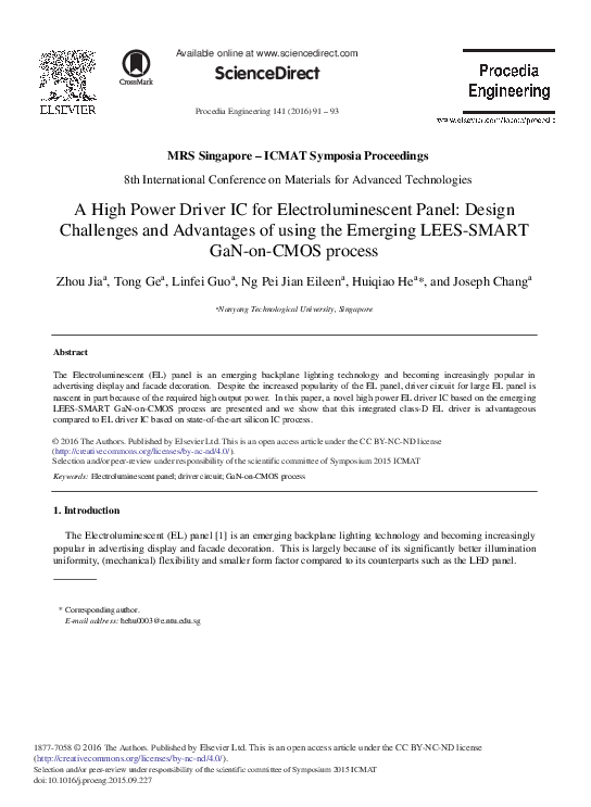 (PDF) A High Power Driver IC for Electroluminescent Panel: Design ...