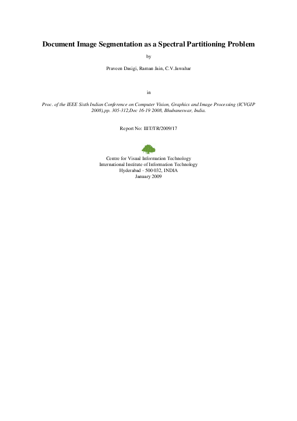 Pdf Document Image Segmentation As A Spectral Partitioning Problem