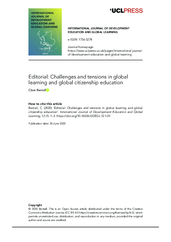 (PDF) Editorial: Challenges and tensions in global learning and global ...