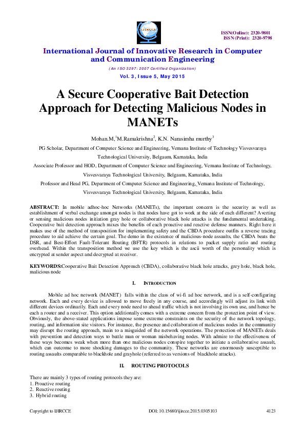 (PDF) A Survey on Secure Cooperative Bait Detection Approach for ...