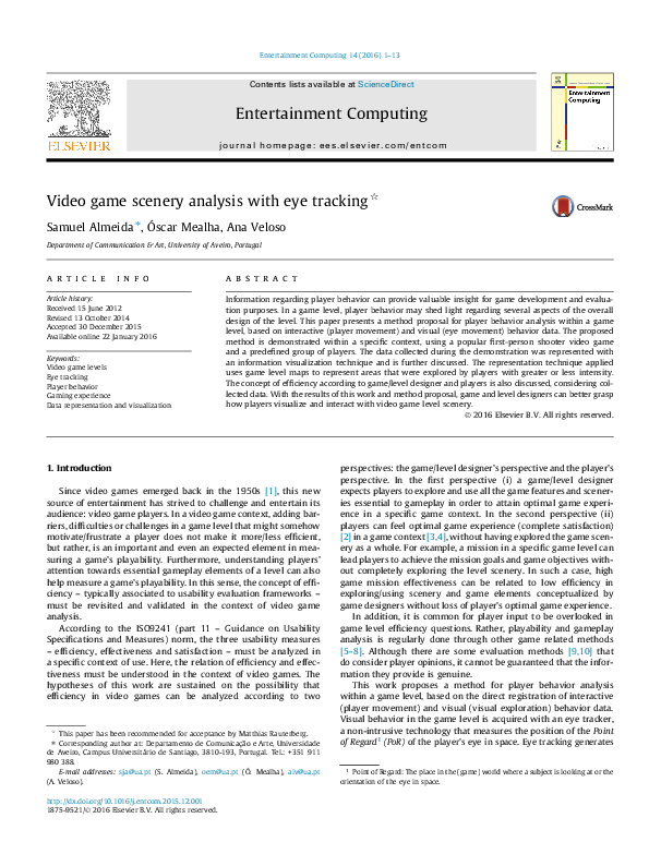 (PDF) Video game scenery analysis with eye tracking