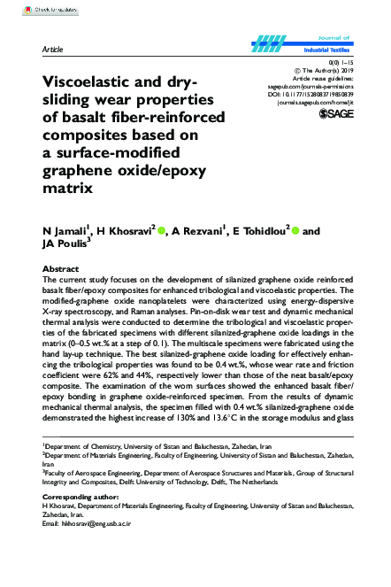 (PDF) Viscoelastic and dry-sliding wear properties of basalt fiber ...