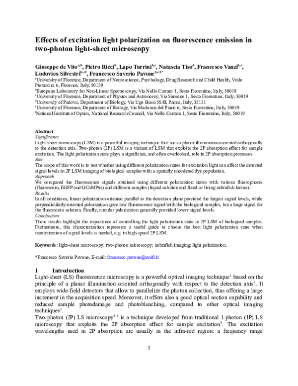 (PDF) Effects of excitation light polarization on fluorescence emission ...