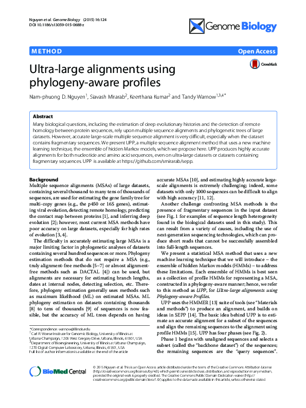 (PDF) Ultra-large alignments using phylogeny-aware profiles