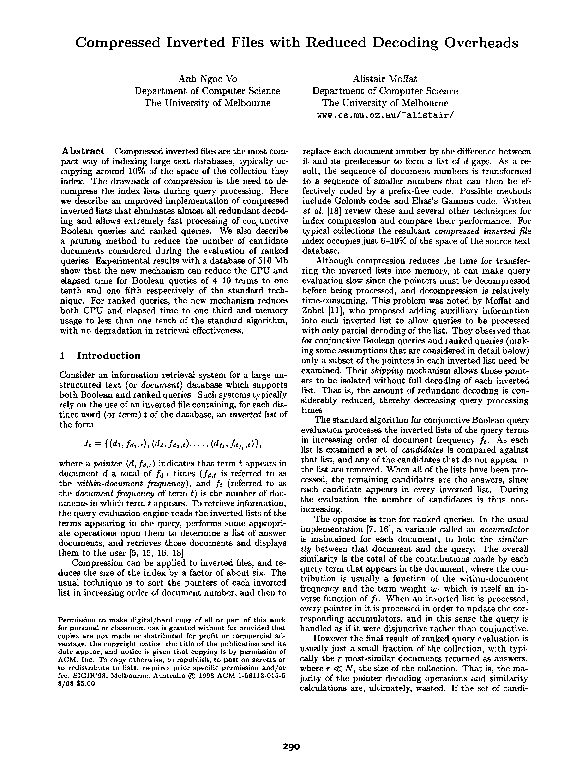 (PDF) Compressed inverted files with reduced decoding overheads