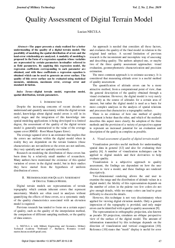 (PDF) Quality Assessment of Digital Terrain Model