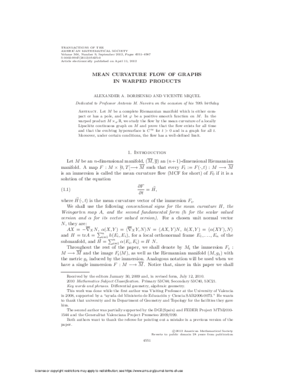 (PDF) Mean curvature flow of graphs in warped products