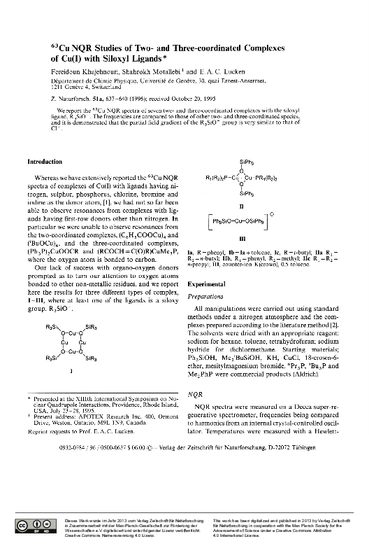 (PDF) 63Cu NQR Studies of Two-and Three-coordinated Complexes of Cu(I ...