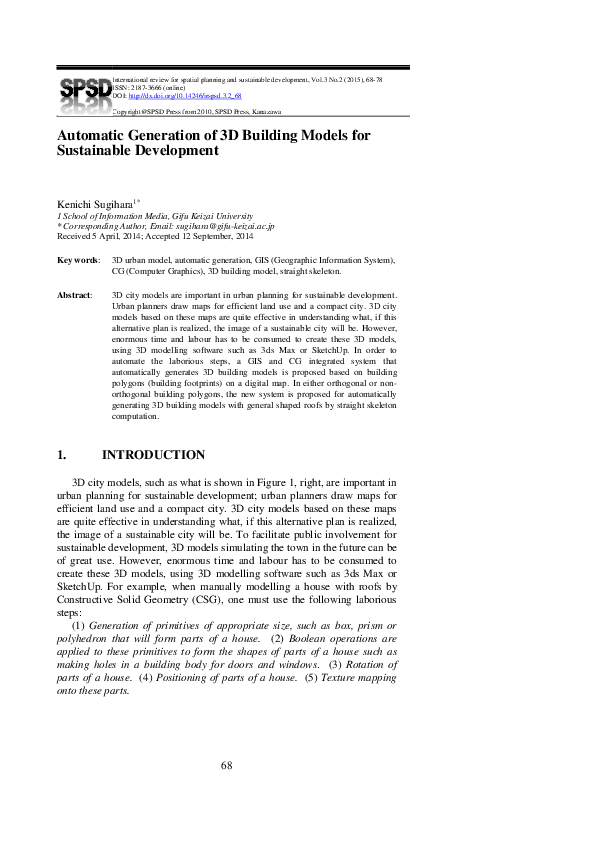 (PDF) Automatic Generation of 3D Building Models for Sustainable Development