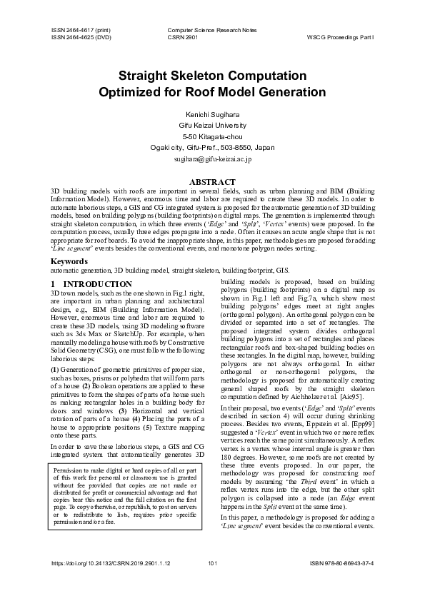 (PDF) Straight Skeleton Computation Optimized for Roof Model Generation