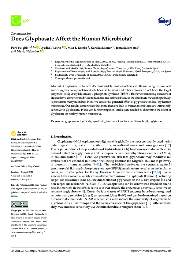 (PDF) Does Glyphosate Affect the Human Microbiota?