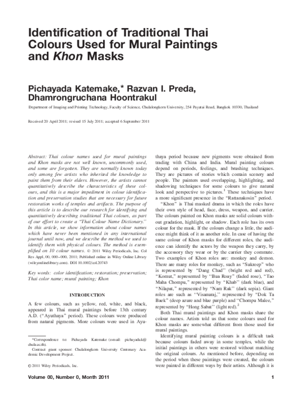 (PDF) Identification of traditional Thai colours used for mural ...