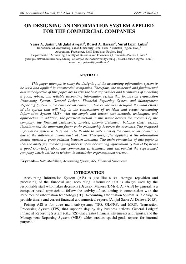 (PDF) On Designing an Information System Applied for the Commercial ...