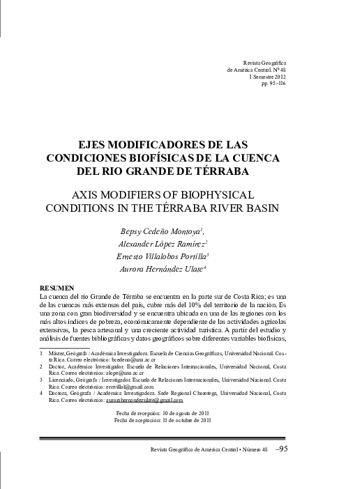 (PDF) Ejes modificadores de las condiciones biofìsicas de la cuenca del ...