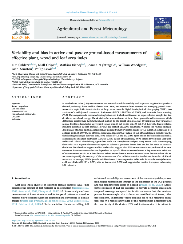 (PDF) Variability and bias in active and passive ground-based measurements of effective plant ...