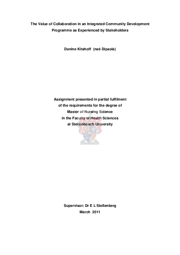(PDF) The value of collaboration in an integrated community development ...