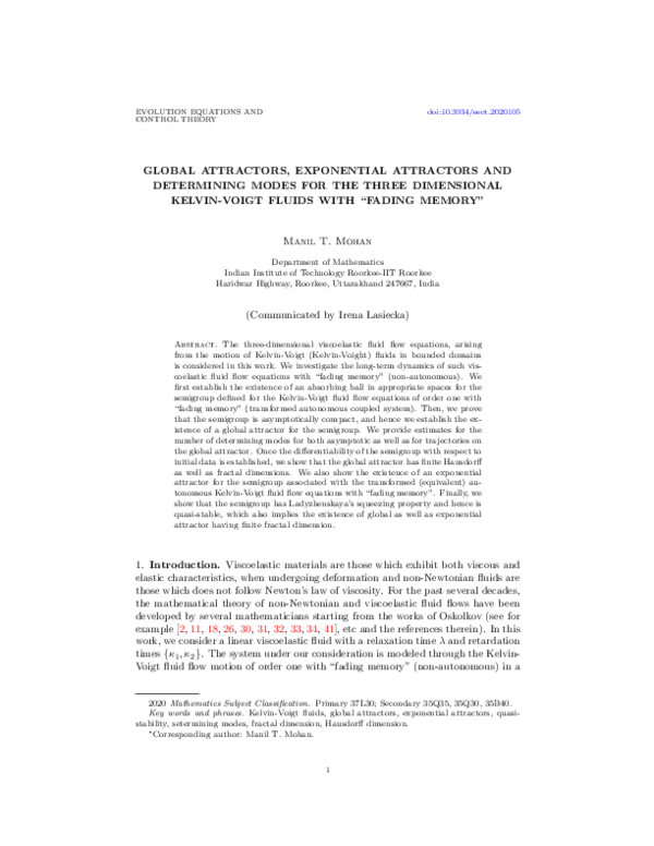 (PDF) Global attractors, exponential attractors and determining modes for the three dimensional ...