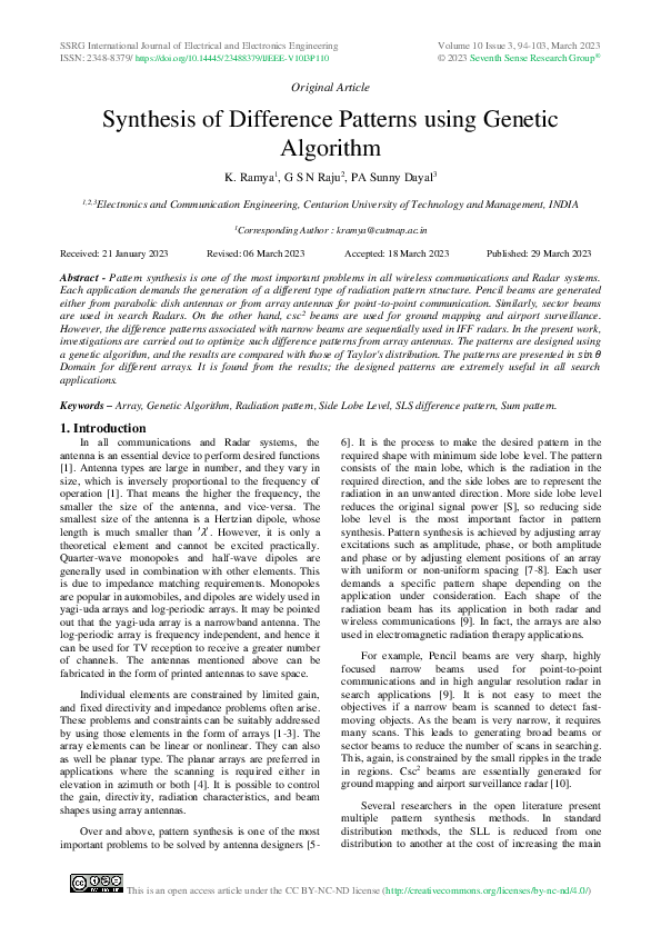 Pdf Synthesis Of Difference Patterns Using Genetic Algorithm 9836